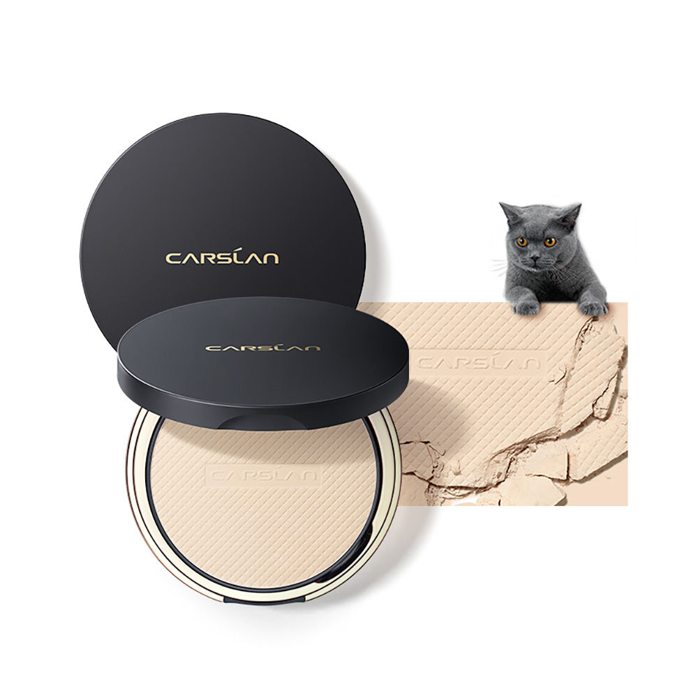 CARSLAN Oil Control Face Pressed Powder Compact, 24H Longlasting Waterproof Pressed Setting ...
